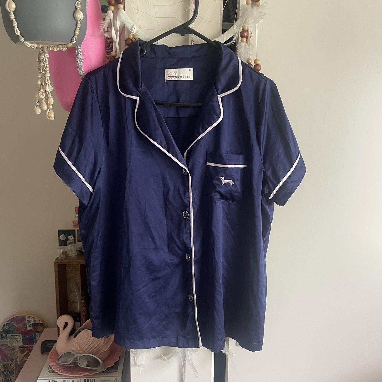 Peter Alexander navy blue satin top - Depop