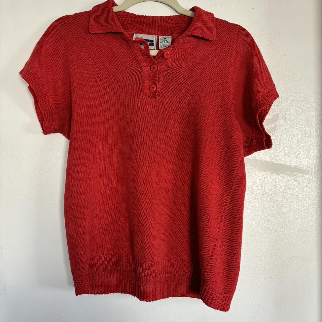vintage red sweater button up top fits like a S/M - Depop
