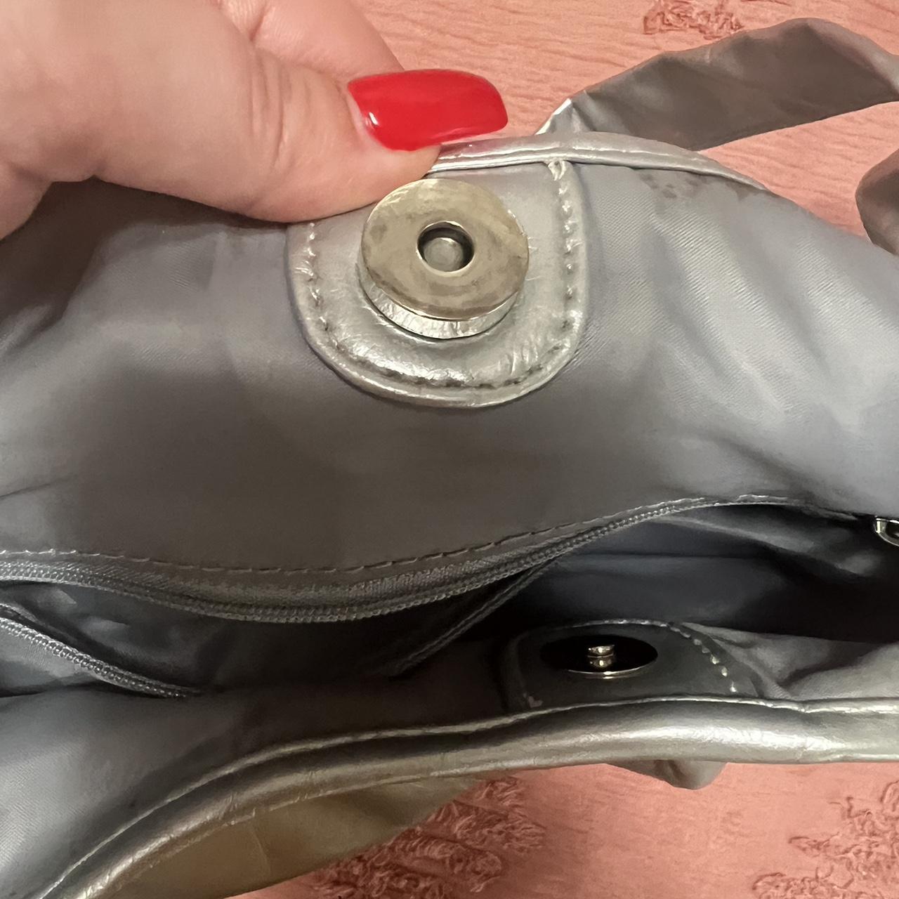 Silver Shoulder Bag with Bows Metallic silver... - Depop