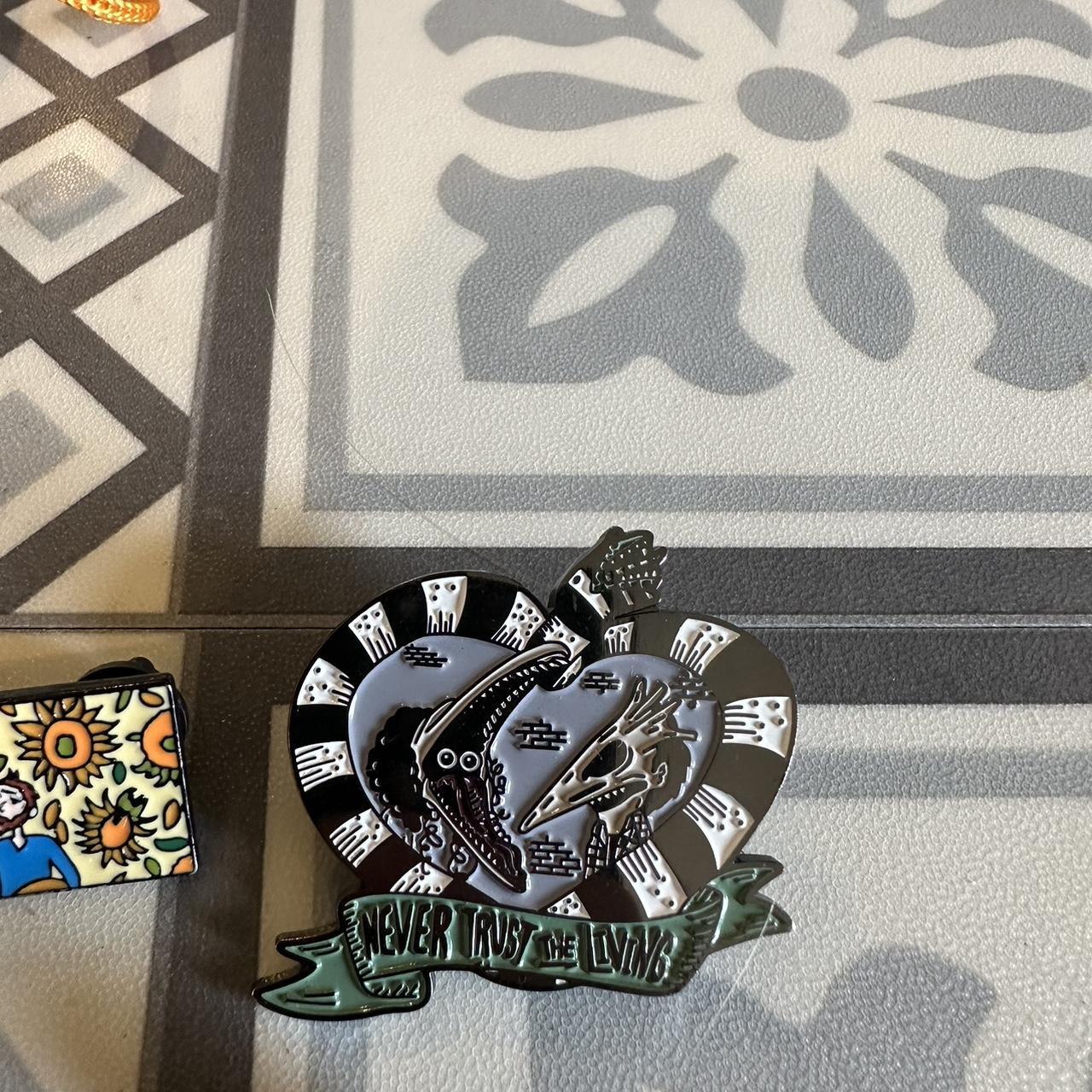 4 pin badges Including beetle juice, labyrinth,... - Depop