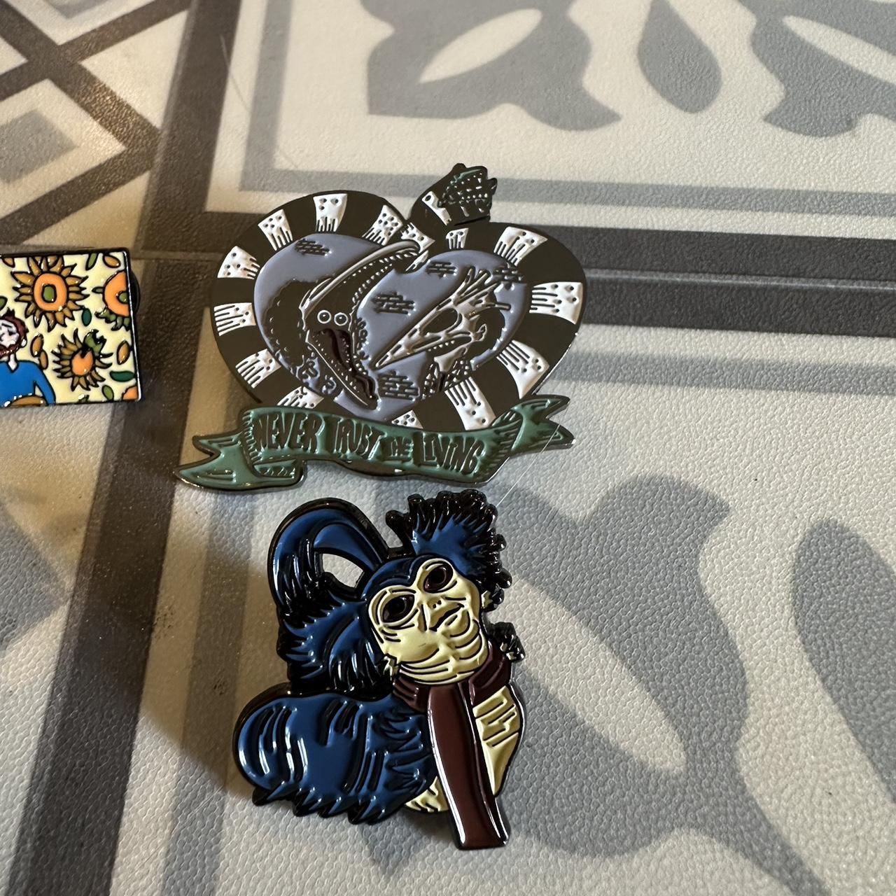 4 pin badges Including beetle juice, labyrinth,... - Depop