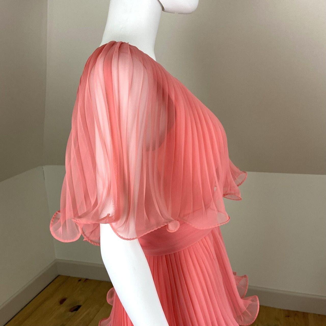 Vintage 70s Miss Elliette Salmon Pink Layered Sheer... - Depop