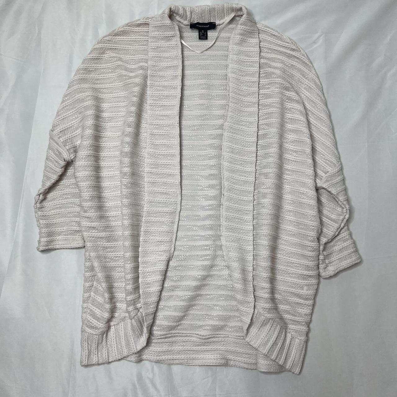 Knitted Waterfall Cardigan - White ️Slight Sign of... - Depop