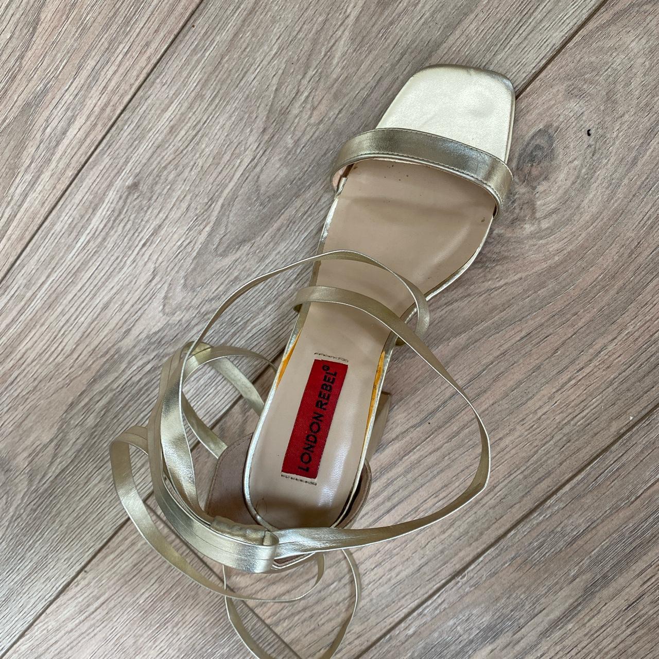 London Rebel, gold gladiator heeled sandals U.K.... - Depop