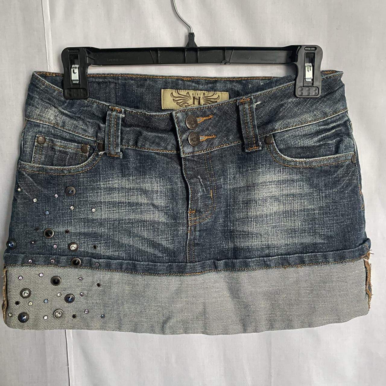 Sold Instagram Mini Demin Skirt Beaded Skirt On Depop