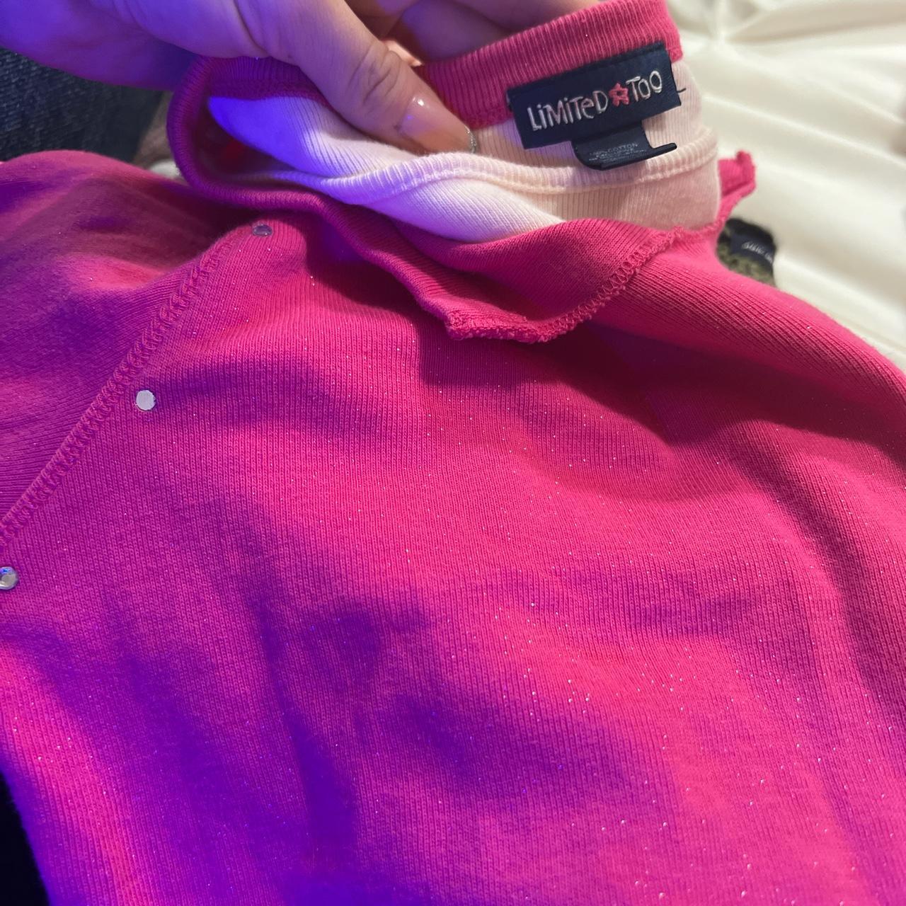 Hot pink sparkly Y2K double layered bedazzled... - Depop