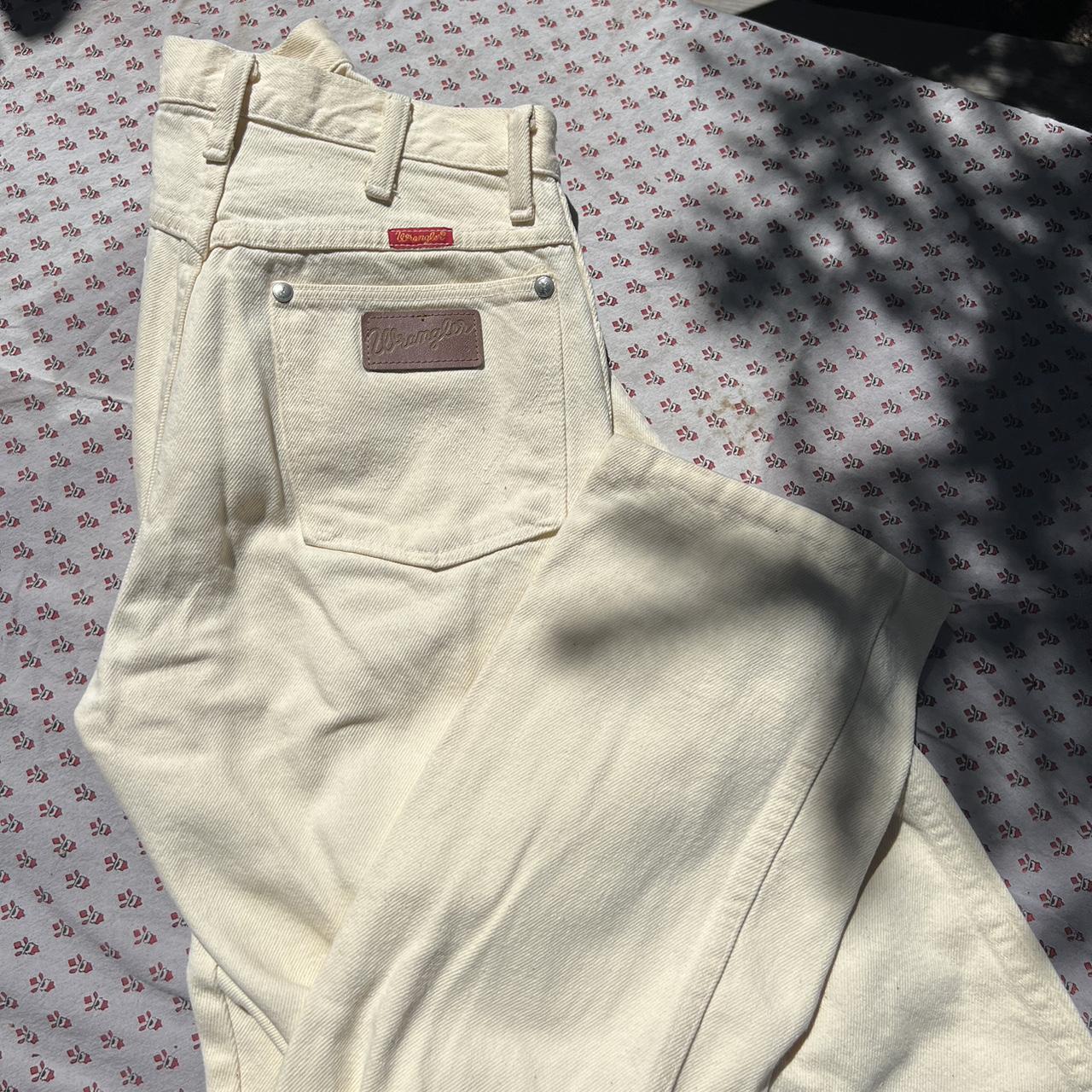 vintage cream colored wrangler jeans. super sick... - Depop