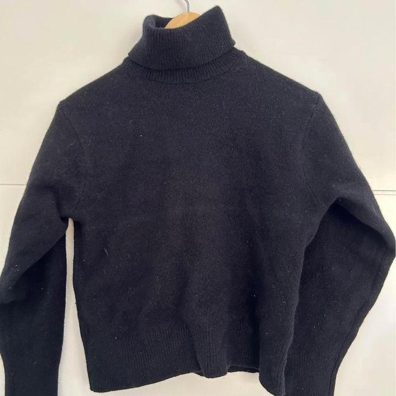 uniqlo black turtleneck knit jumper - small warm and... - Depop