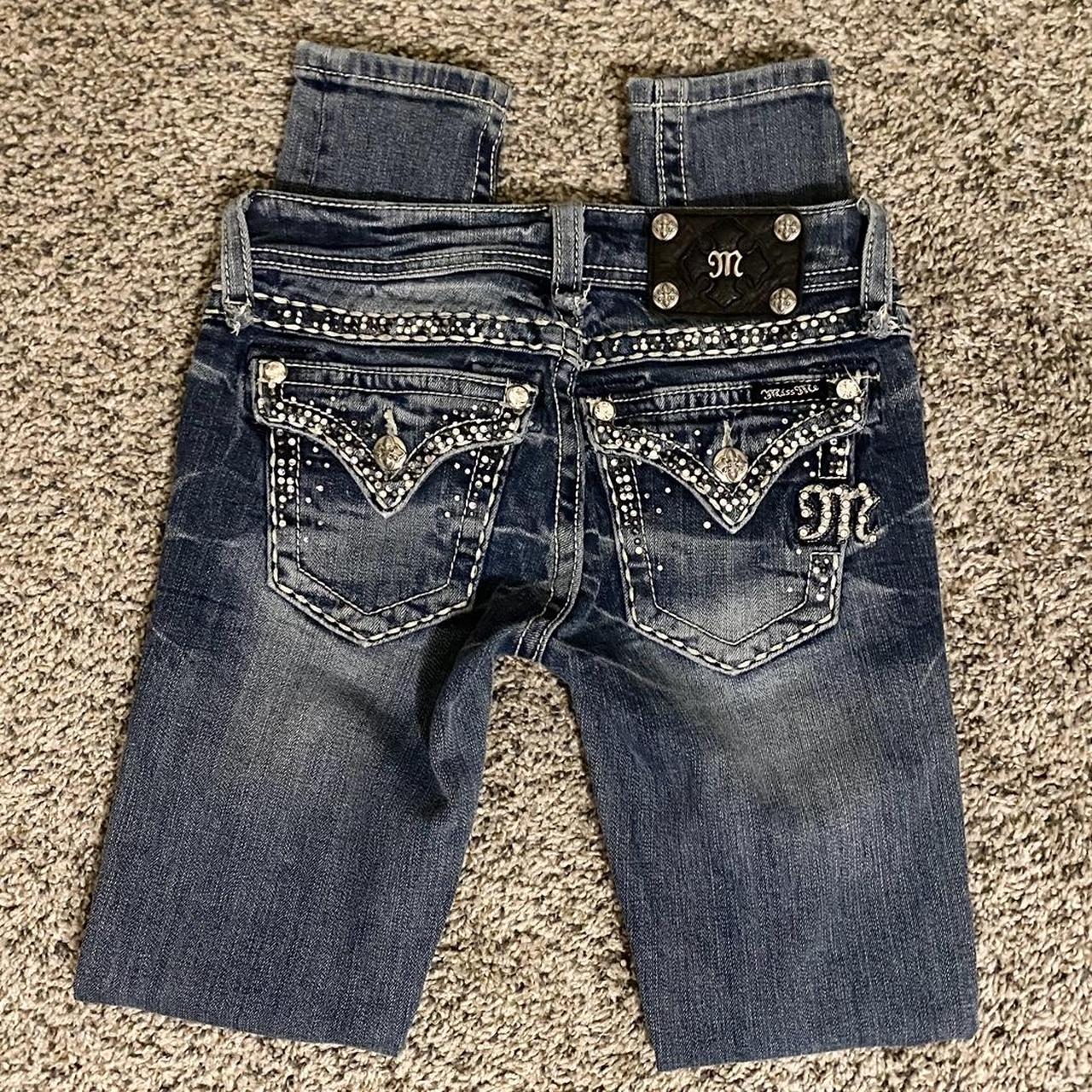 Miss Me low-rise skinny jeans with rhinestone, with... - Depop