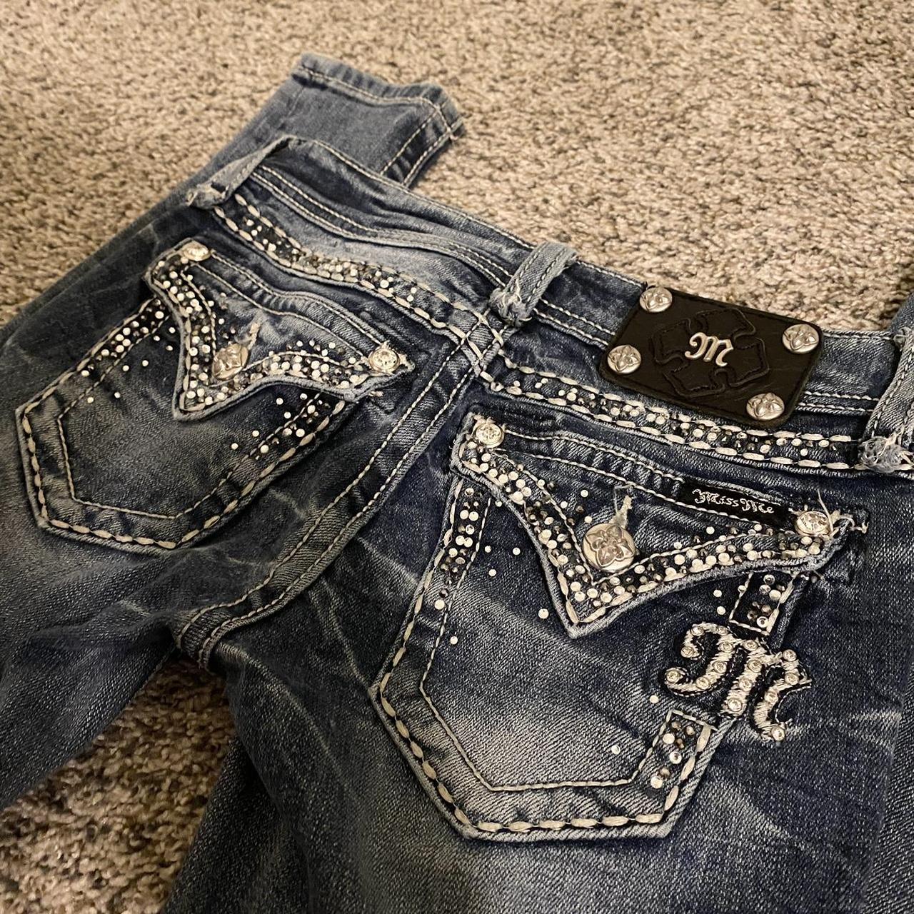 Miss Me low-rise skinny jeans with rhinestone, with... - Depop