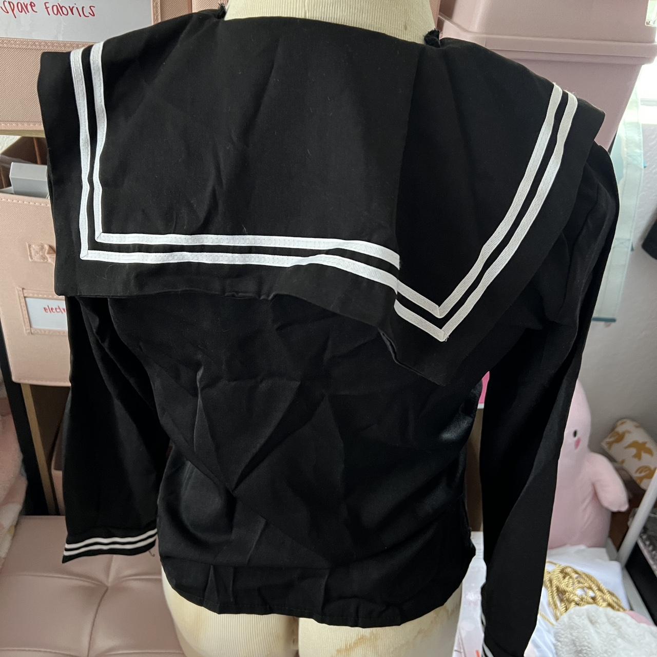 Black sailor uniform top + beige cardigan used for... - Depop