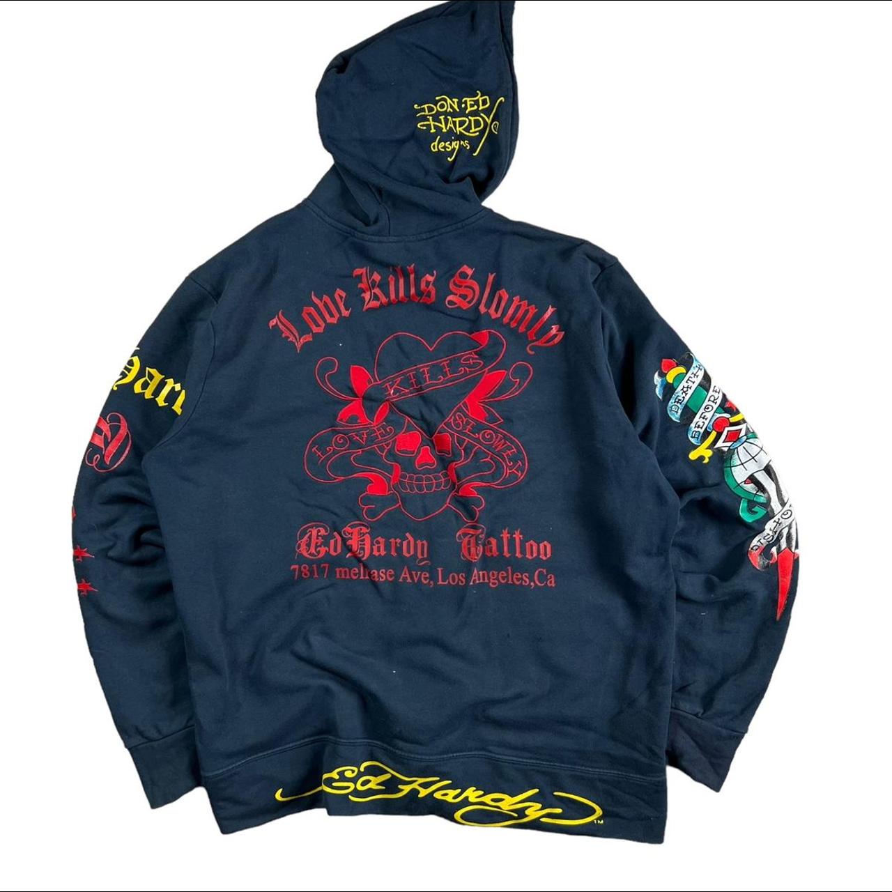 ED HARDY ZIP HOODIE Y2K 2000S EDGY CYBER TATTO... - Depop