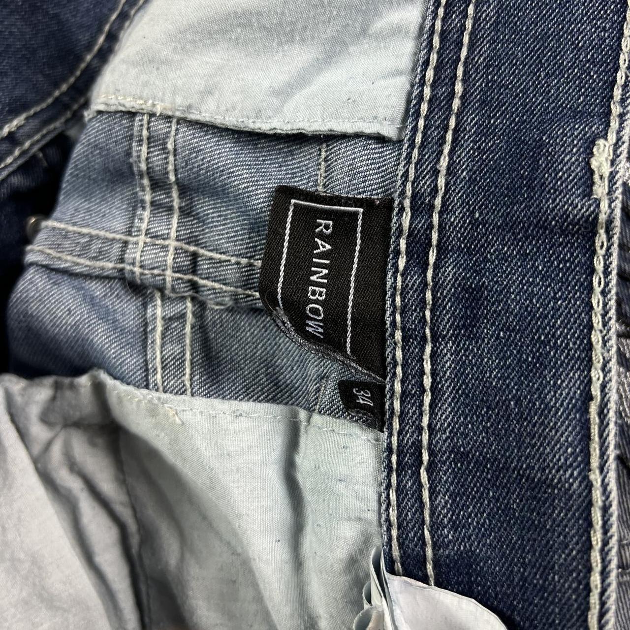 VINTAGE DENIM PANTS JEANS WINGS DESINGER Y2K DRIP... - Depop