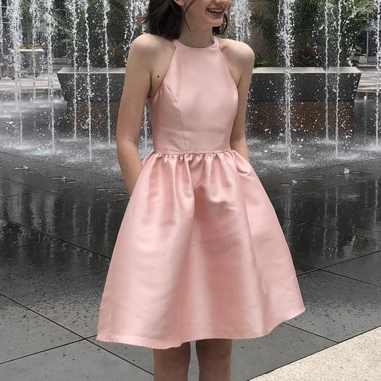 pink satin cupcake formal dress from modcloth (the... - Depop