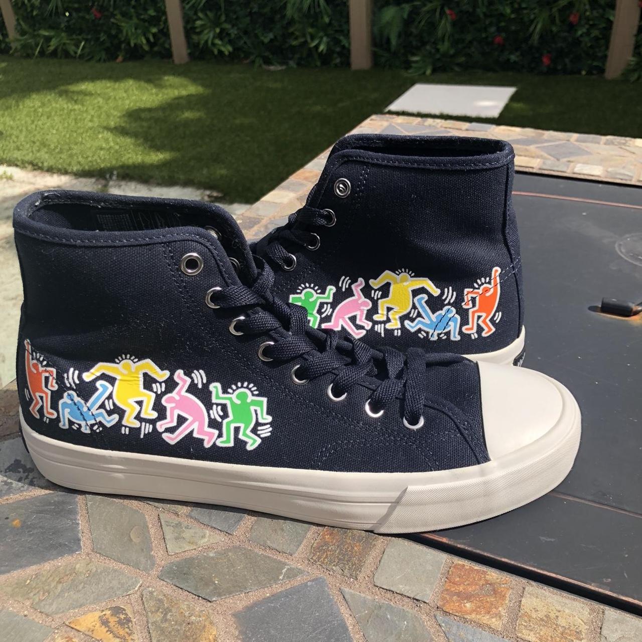 Keith Haring navy blue lace up high top sneakers.... - Depop