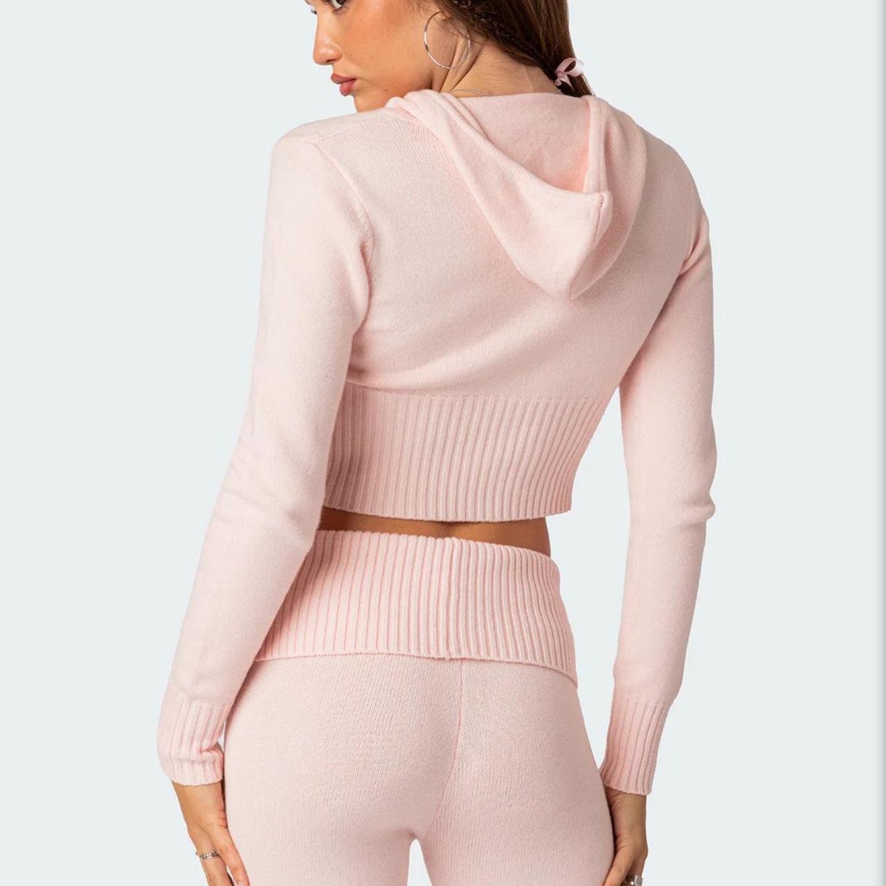 Baby light pink edikted zip up cropped sweatshirt ,... - Depop