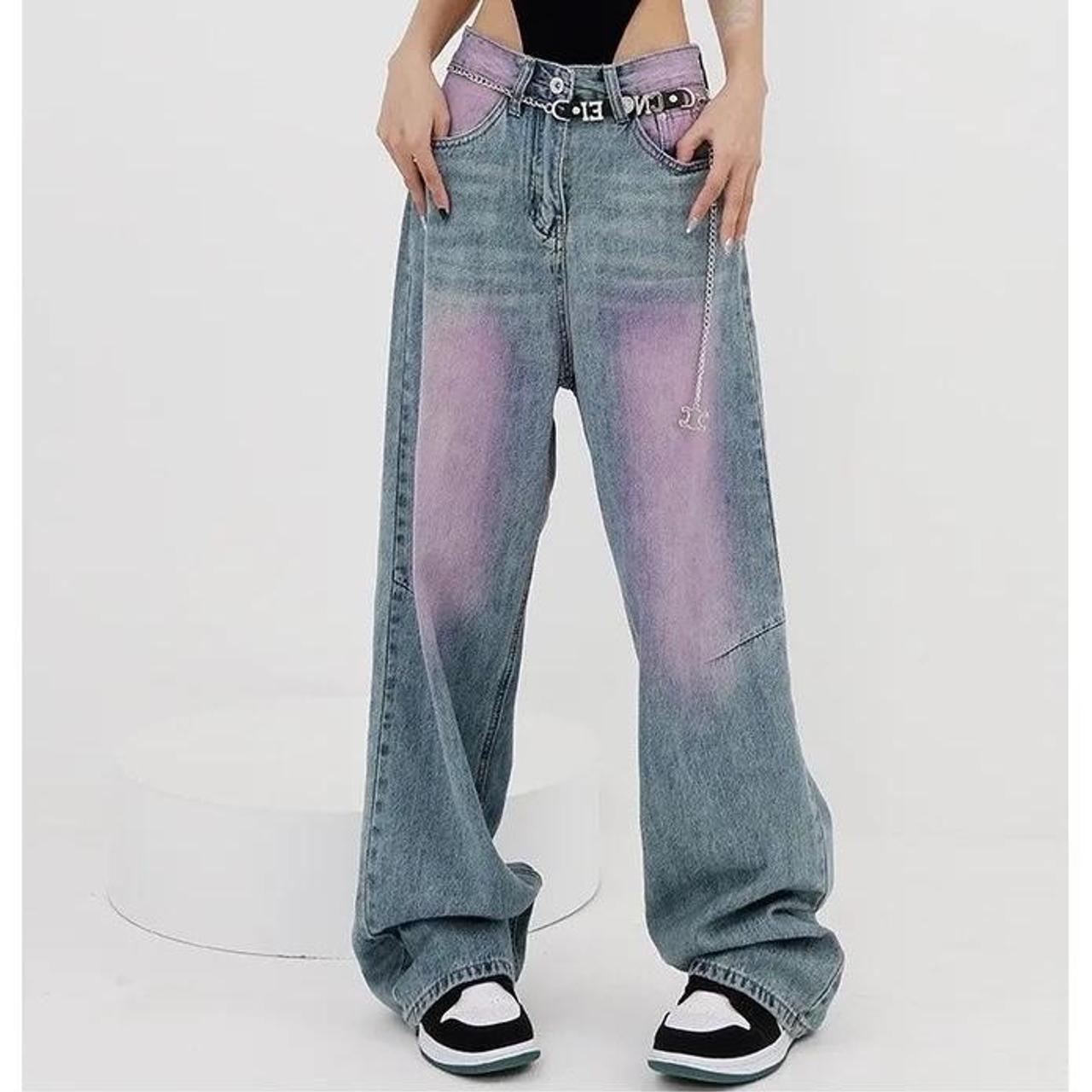 Purple wash denim jeans Sick baggy jeans with a... - Depop