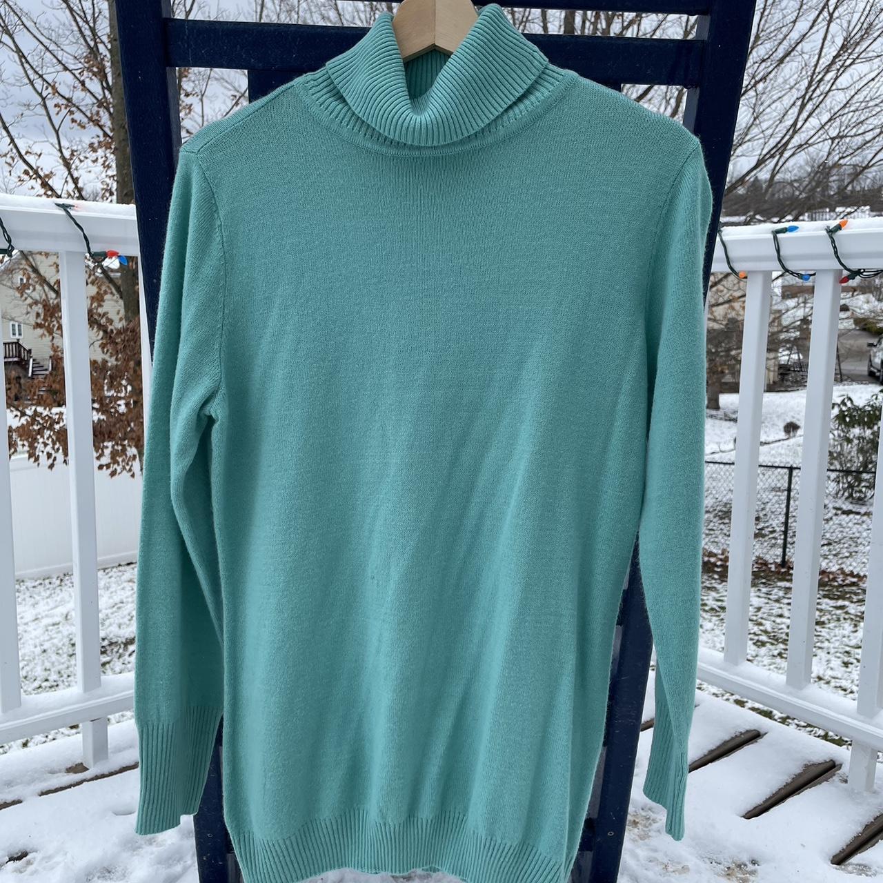 Turquoise turtleneck sweater, SO soft!! Fits like a... - Depop