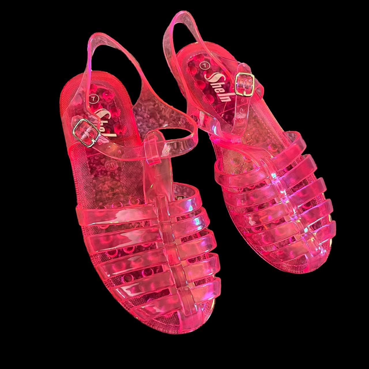 Clear pink jelly sandals Women’s size 7 Never worn,... - Depop