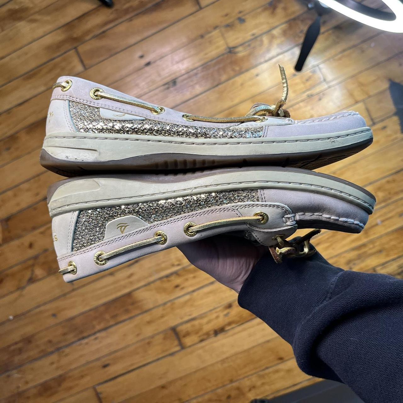 Dusty Rose Pink Sparkle Leather Sperry Top-Sider... - Depop