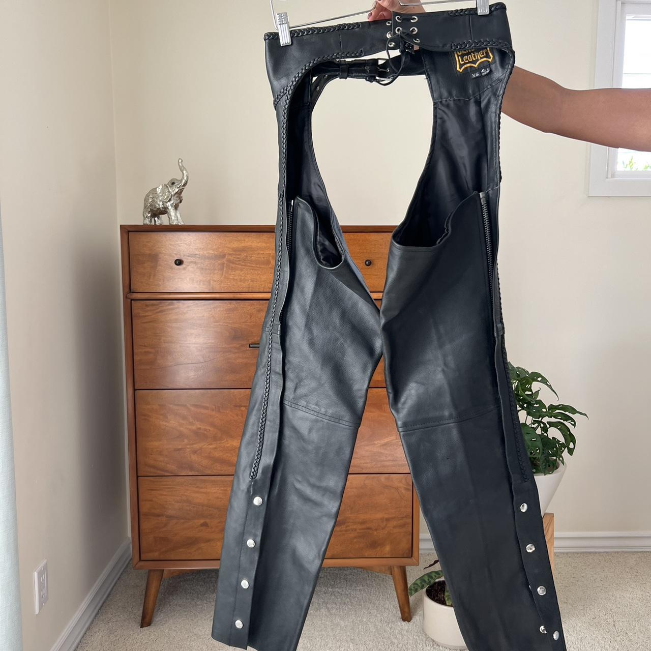 Vintage Black Assless Chaps - 100% leather - made in... - Depop