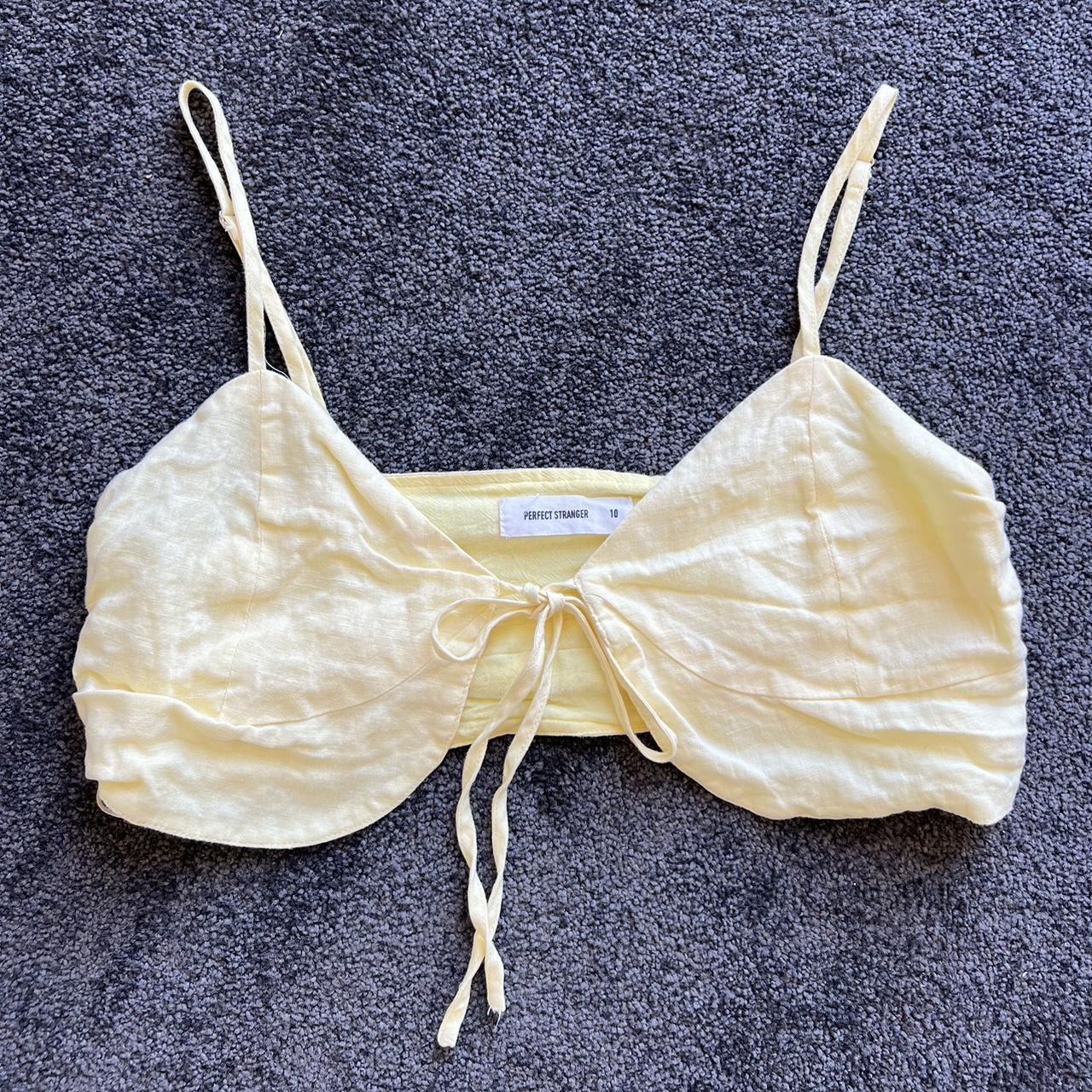 Perfect stranger yellow tie up crop top Worn once... - Depop