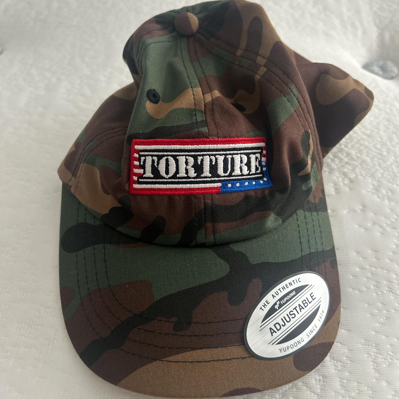 Torture adjustable camo hat with red accents... - Depop