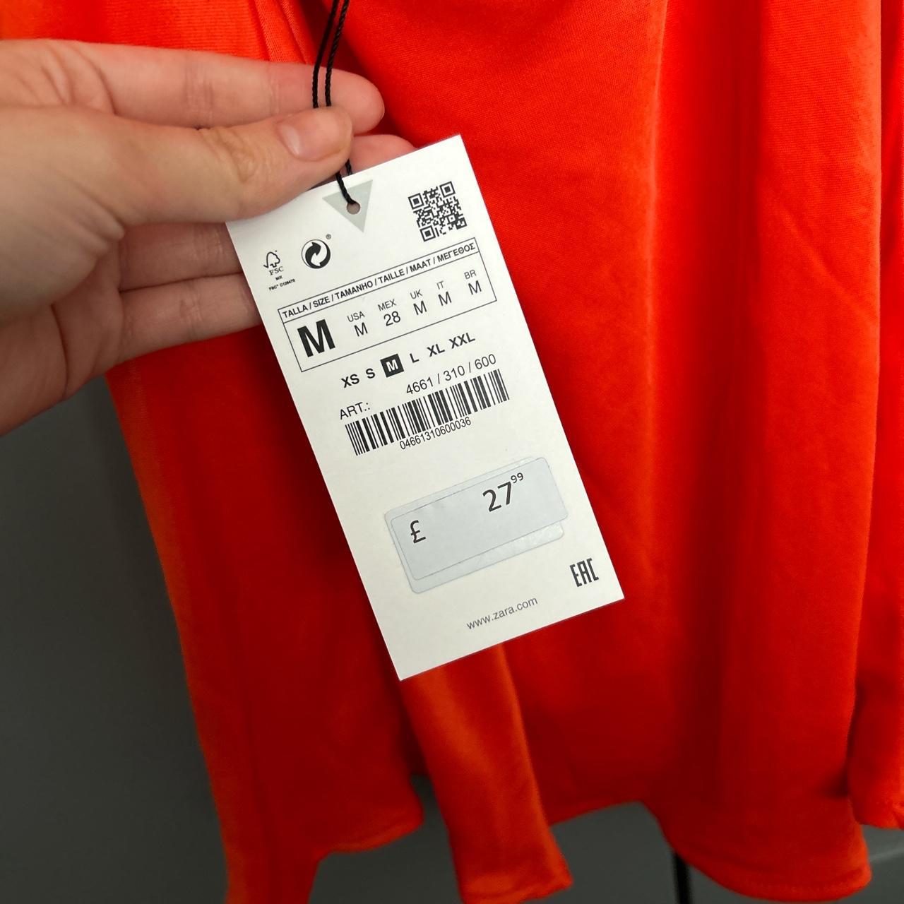 Zara satin orange cowl neck mini dress with open... - Depop