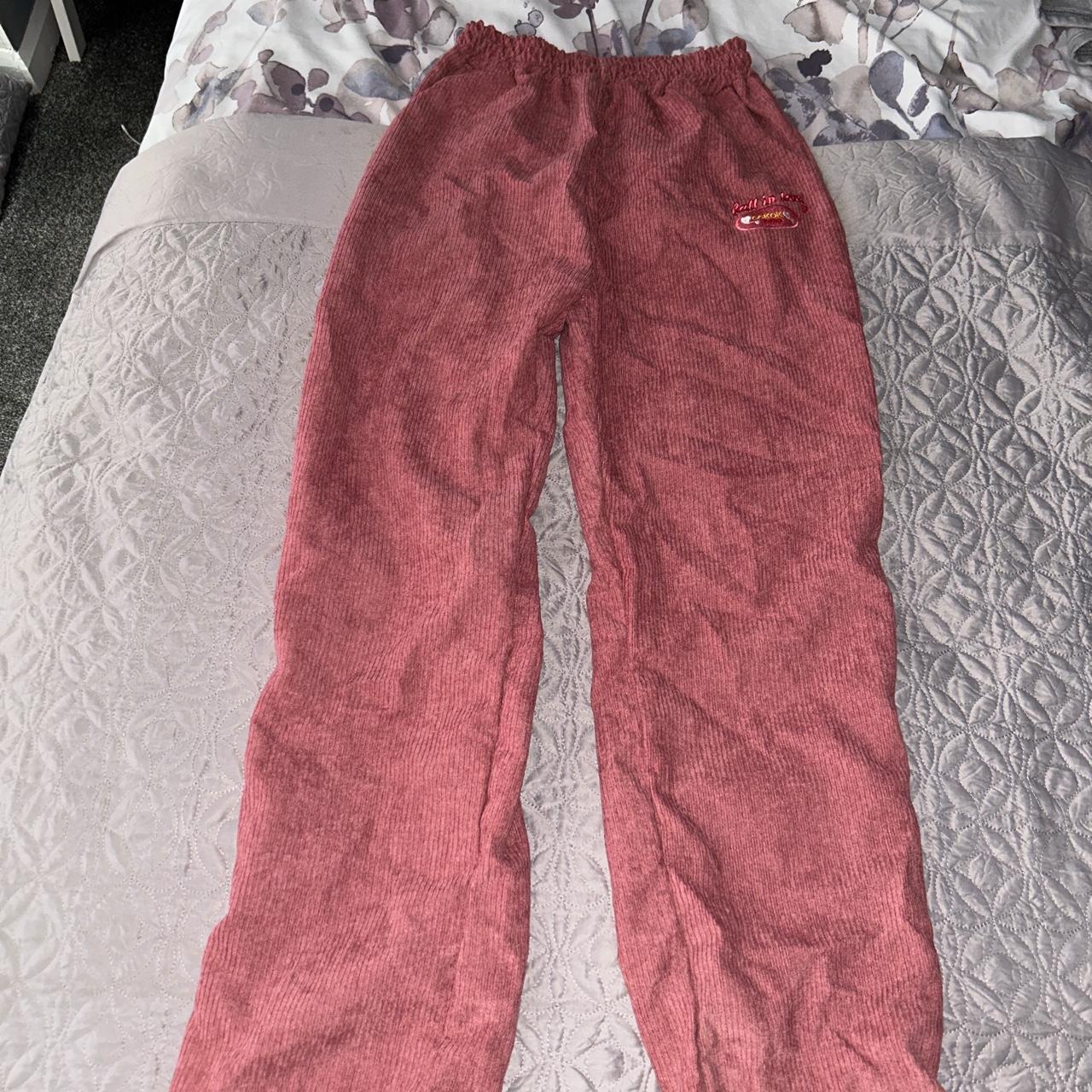 Pastel pink corduroy cargo trousers Pull in... - Depop