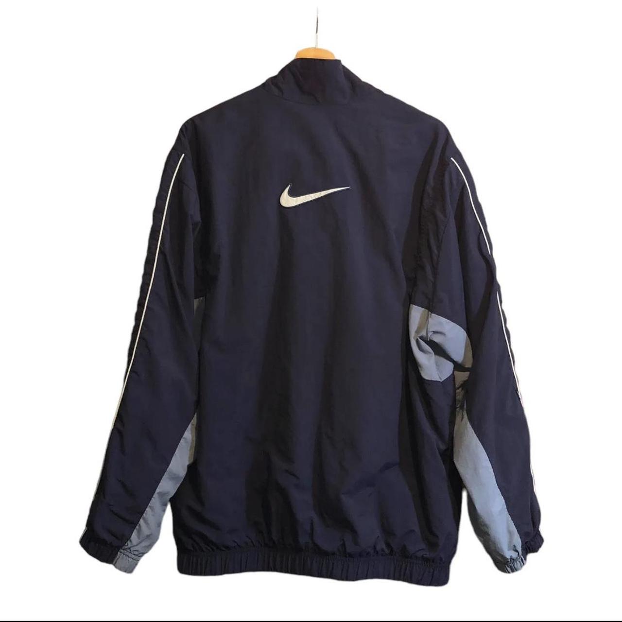 Vintage Nike Track Top Jacket Navy Blue bIg back... - Depop