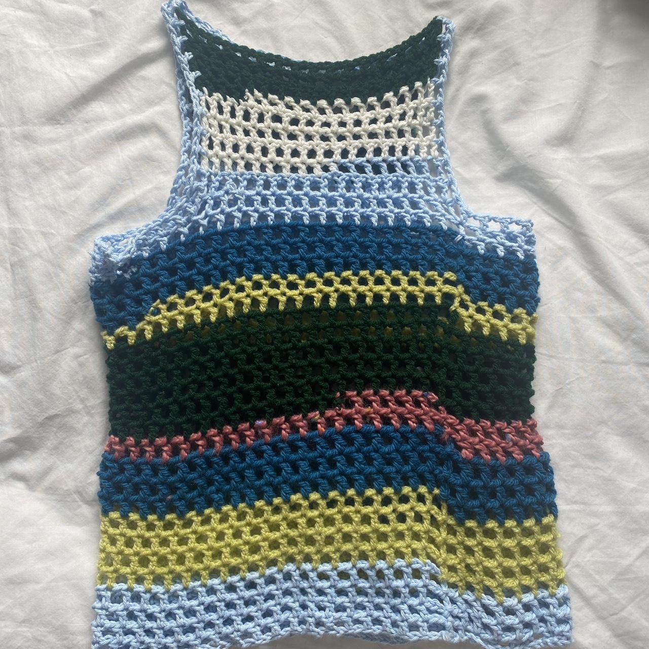 Crochet mesh tank top Will fit a size XS Handmade... - Depop
