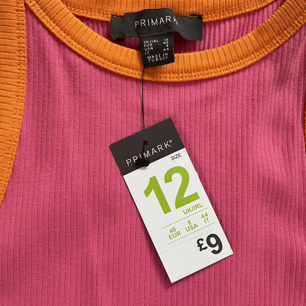 primark pink and orange ribbed mini dress size uk... - Depop