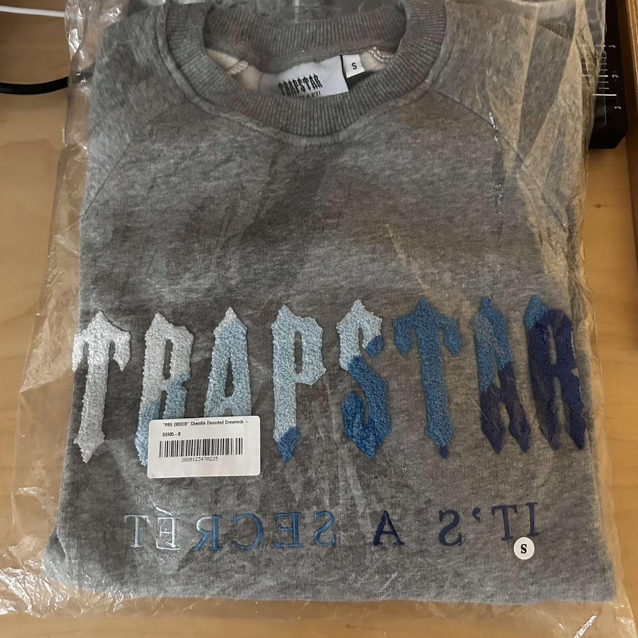 Trapstar chenille decoded crewneck. Grey ice... - Depop