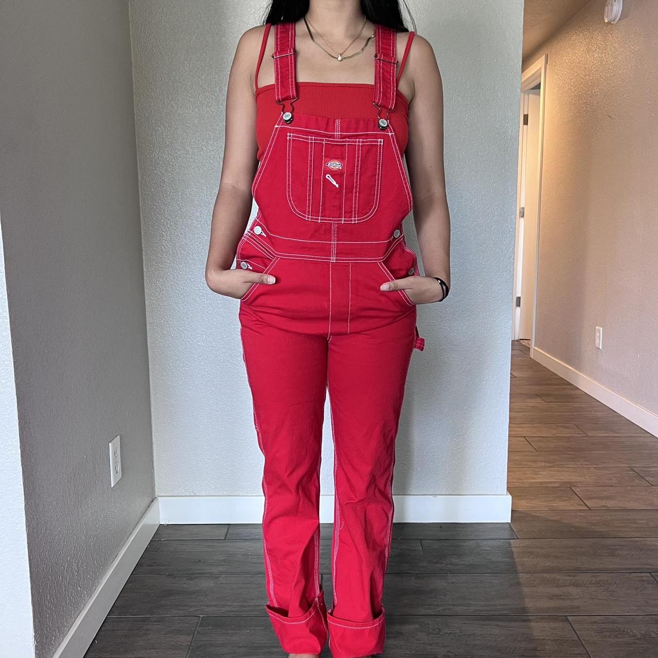 dickie’s red overalls 🍓 🍒 size: small - see model... - Depop