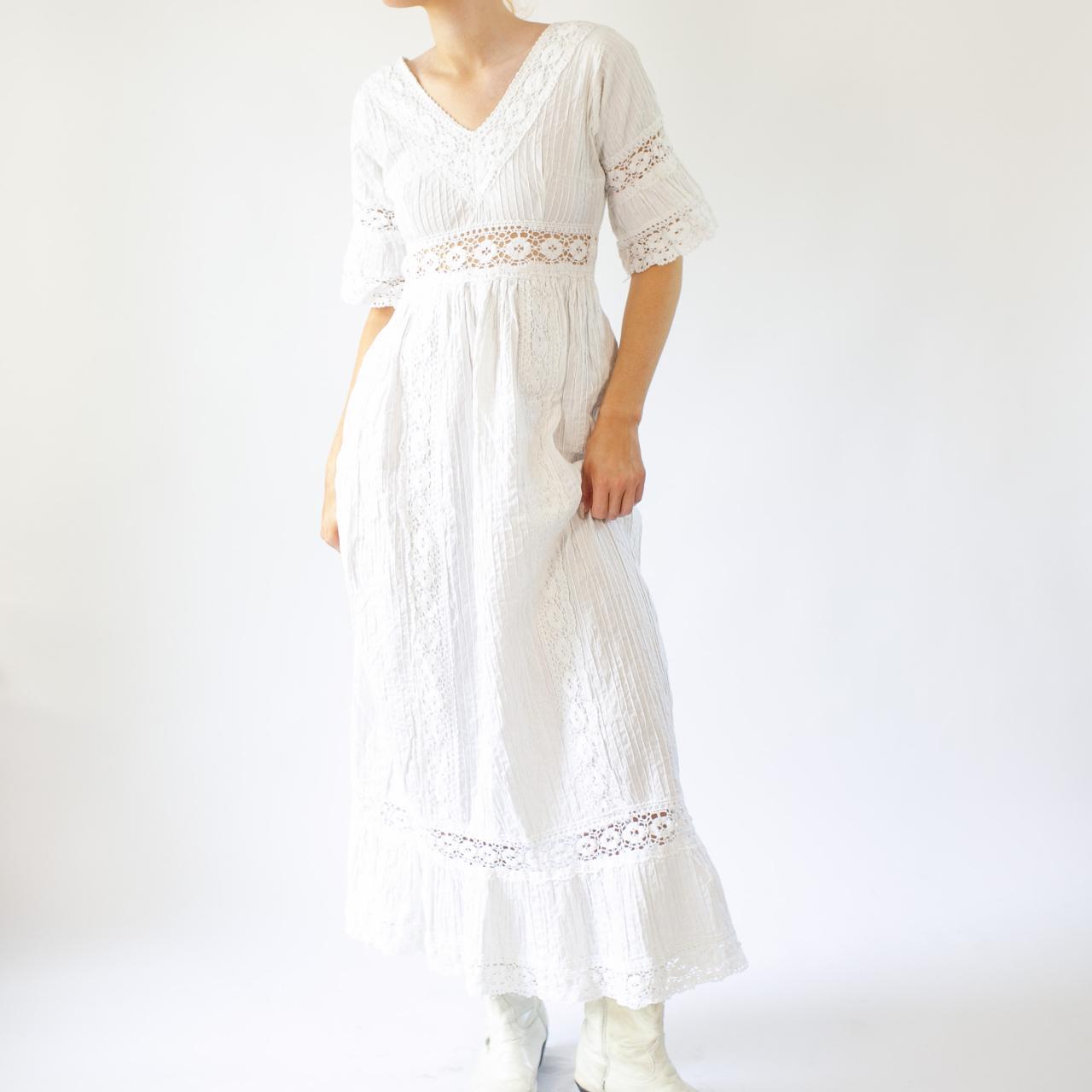 Women's White and Cream Dress | Depop