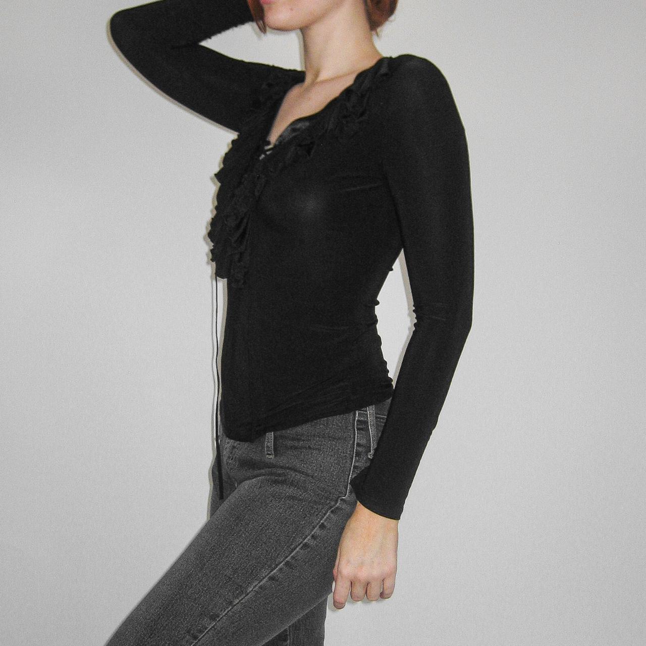 Vintage Y2K Ruffled Lace Up Top - S ♡ killer... | Depop