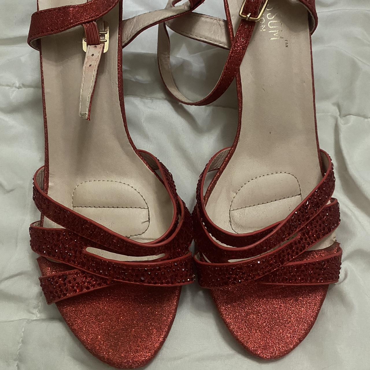DeBlossom Collection red glitter high heels with... - Depop