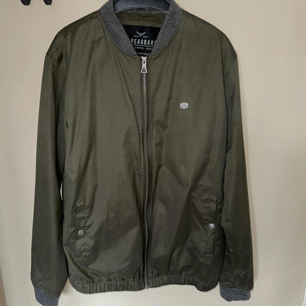 Thread Bare Green Khaki Light Bomber Jacket - Depop