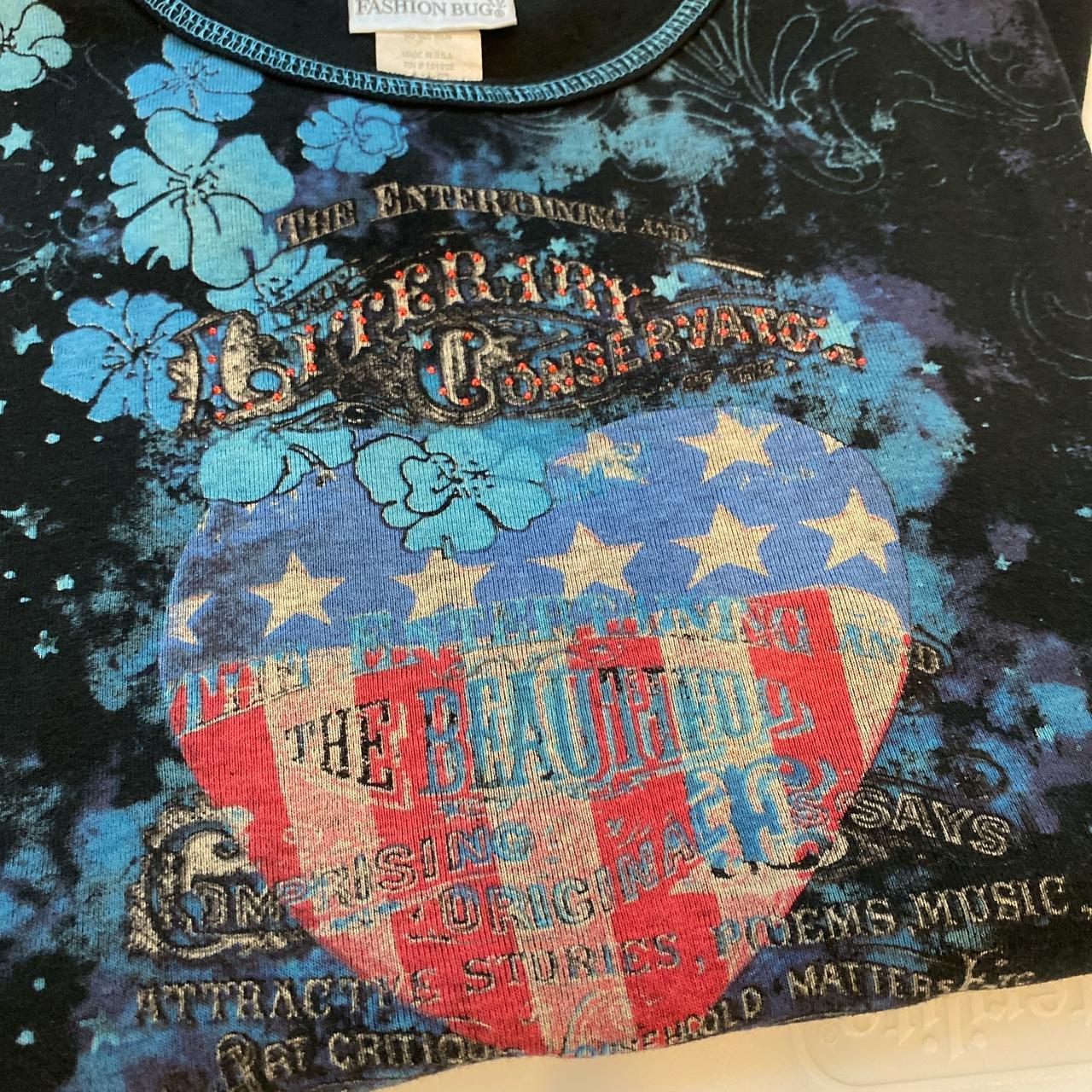 Fashion Bug American Flag Heart Rhinestone Shirt Y2K... - Depop