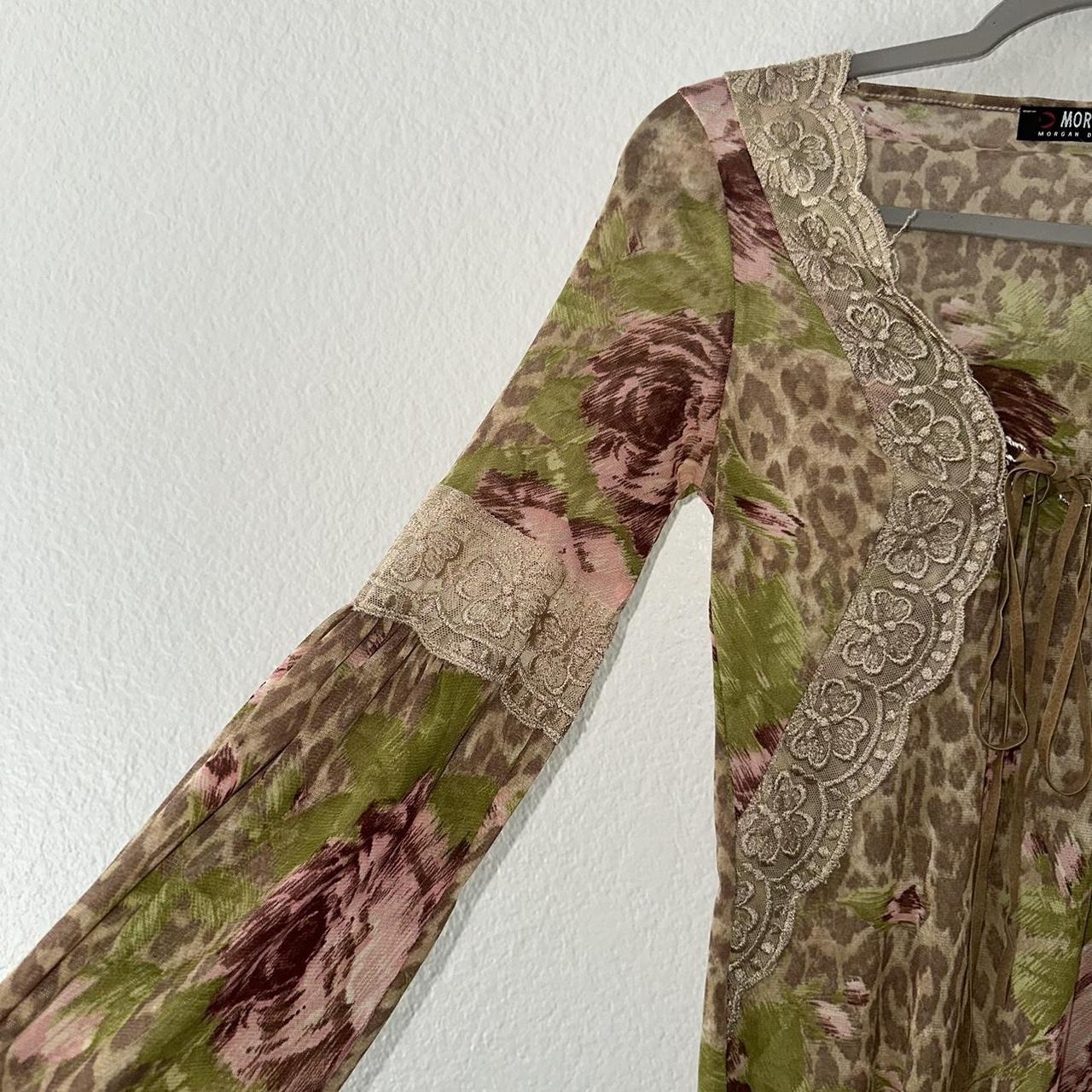 vintage Morgan de toi floral animal print mesh lace... - Depop