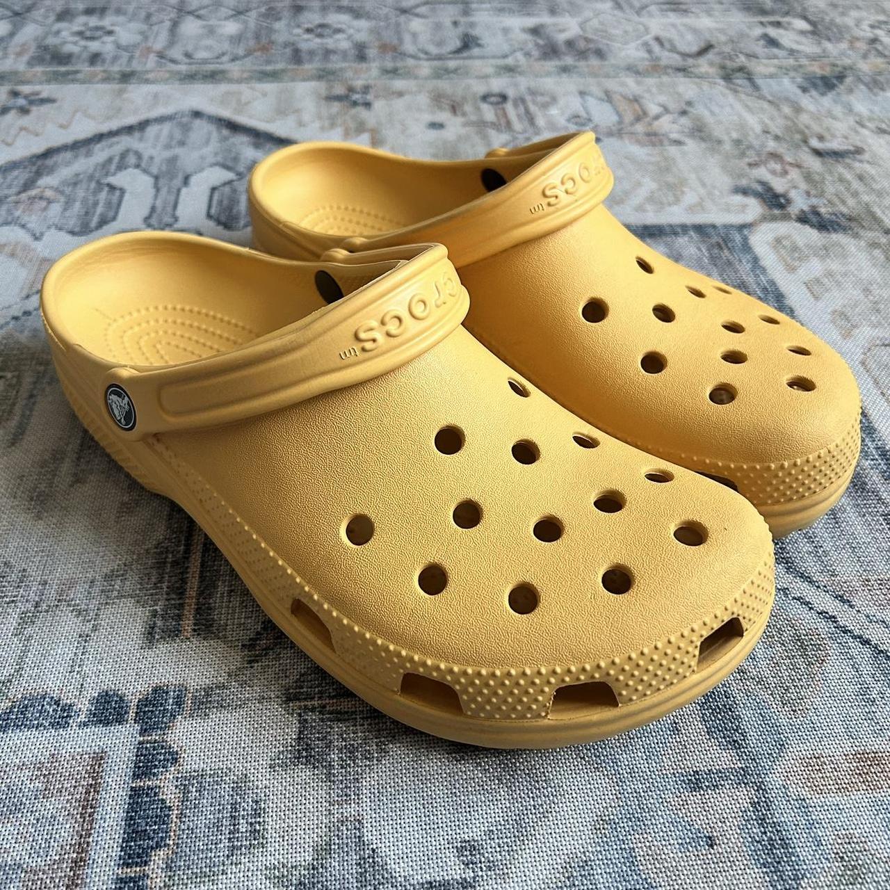 yellow crocs sport mode lounge mode good... - Depop