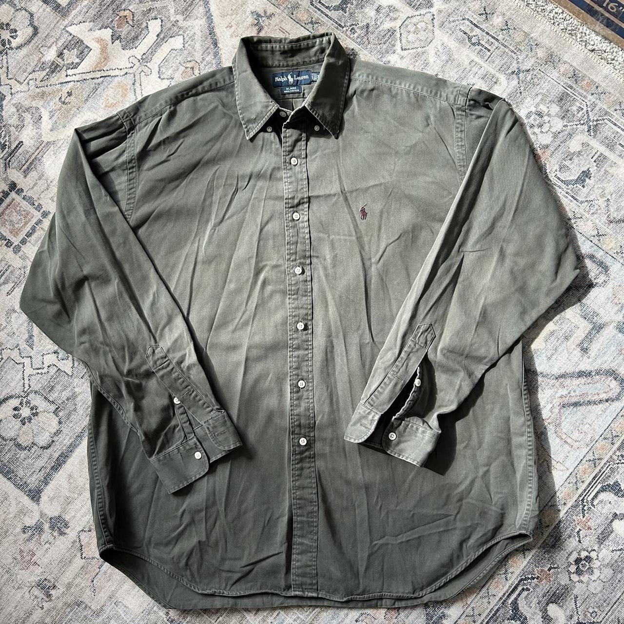 vintage Polo Ralph Lauren green long sleeve button... - Depop