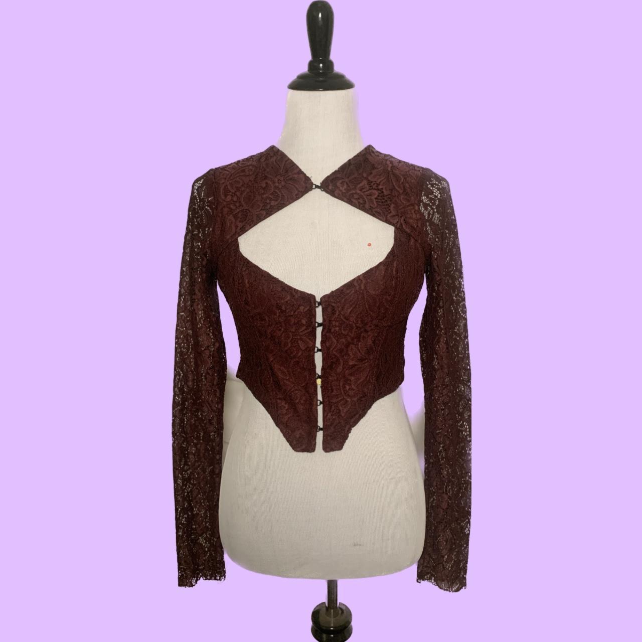 Maroon Long sleeve corset lace top All eye locks... - Depop