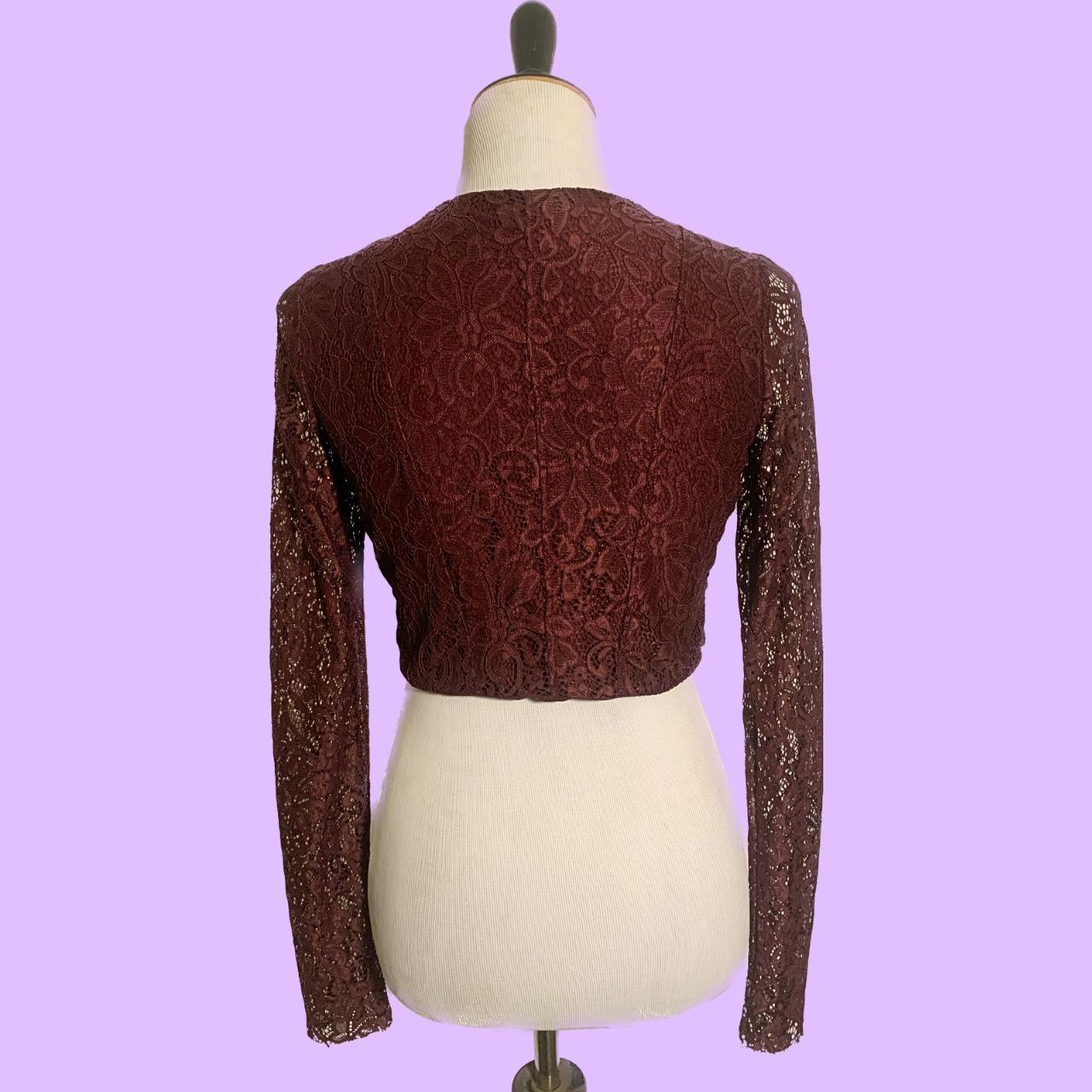 Maroon Long sleeve corset lace top All eye locks... - Depop