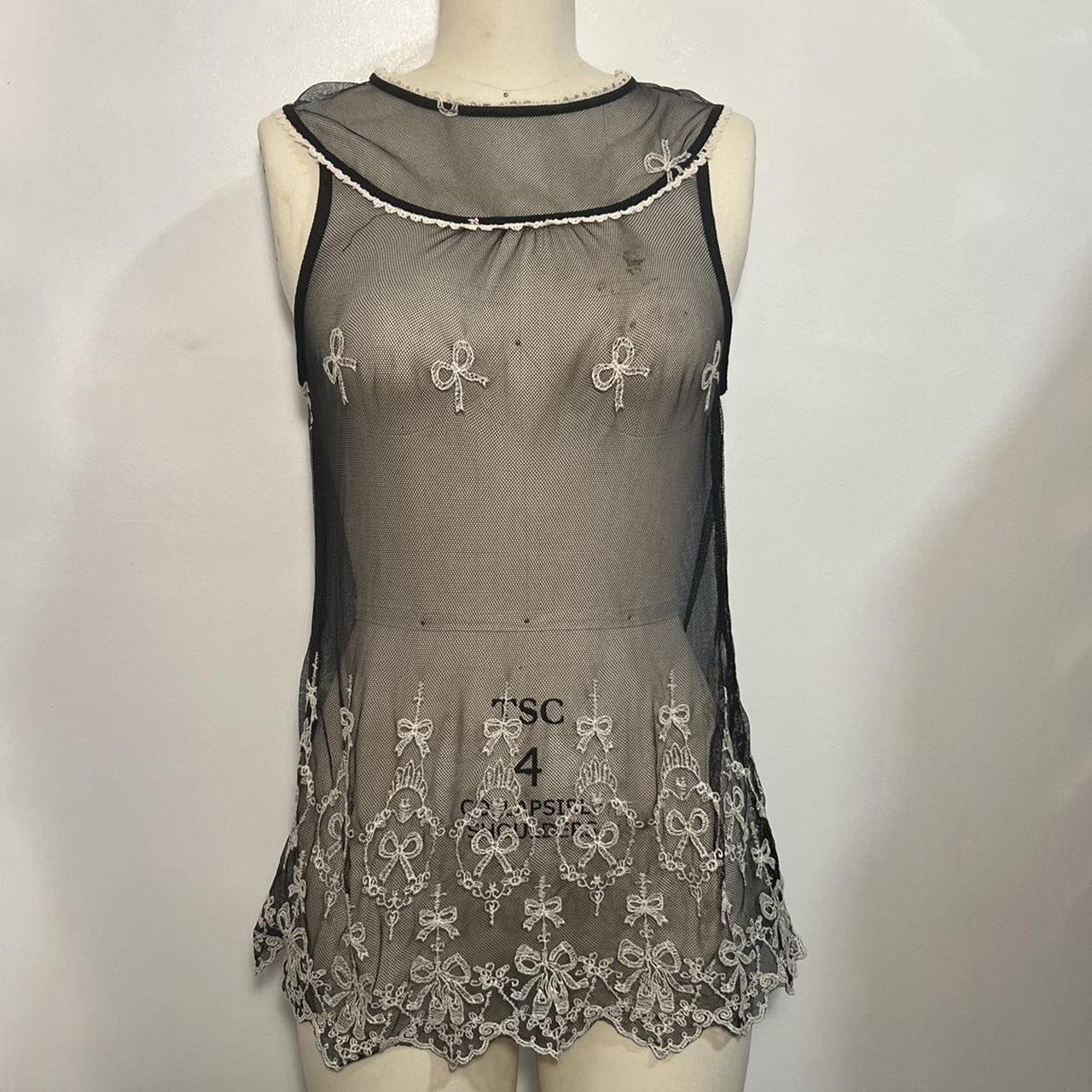 monteau unique adorable black sheer sleeveless top... - Depop
