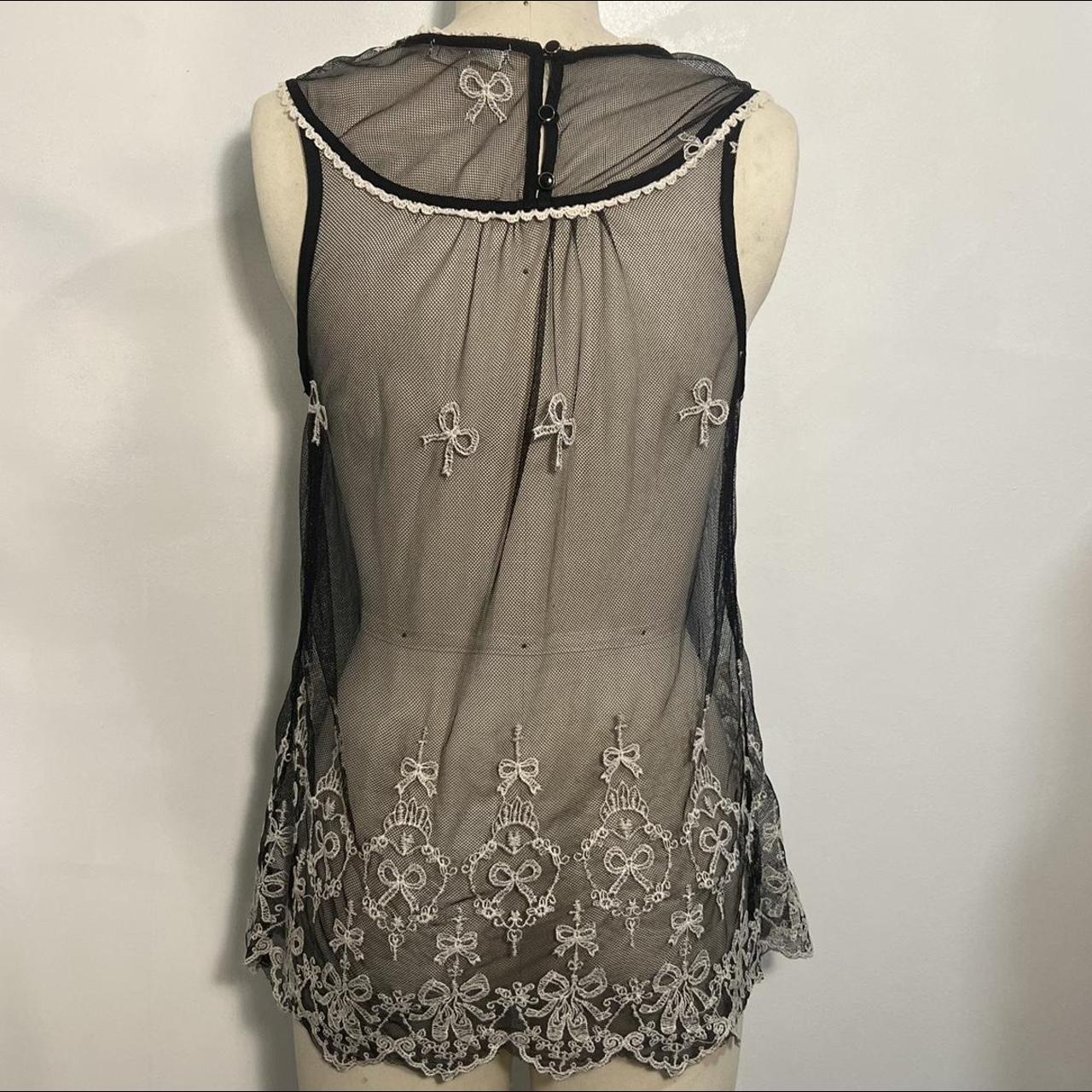 monteau unique adorable black sheer sleeveless top... - Depop