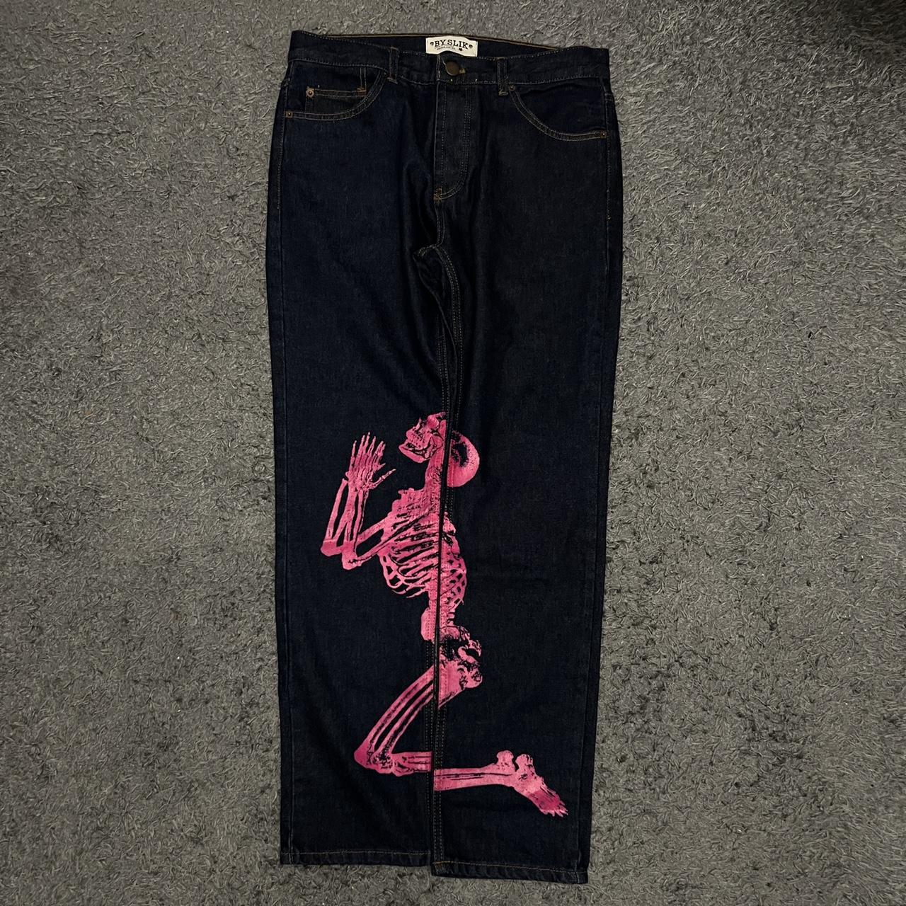 BYSLIK PINK PRAYER JEANS (32x32) REGULAR... - Depop