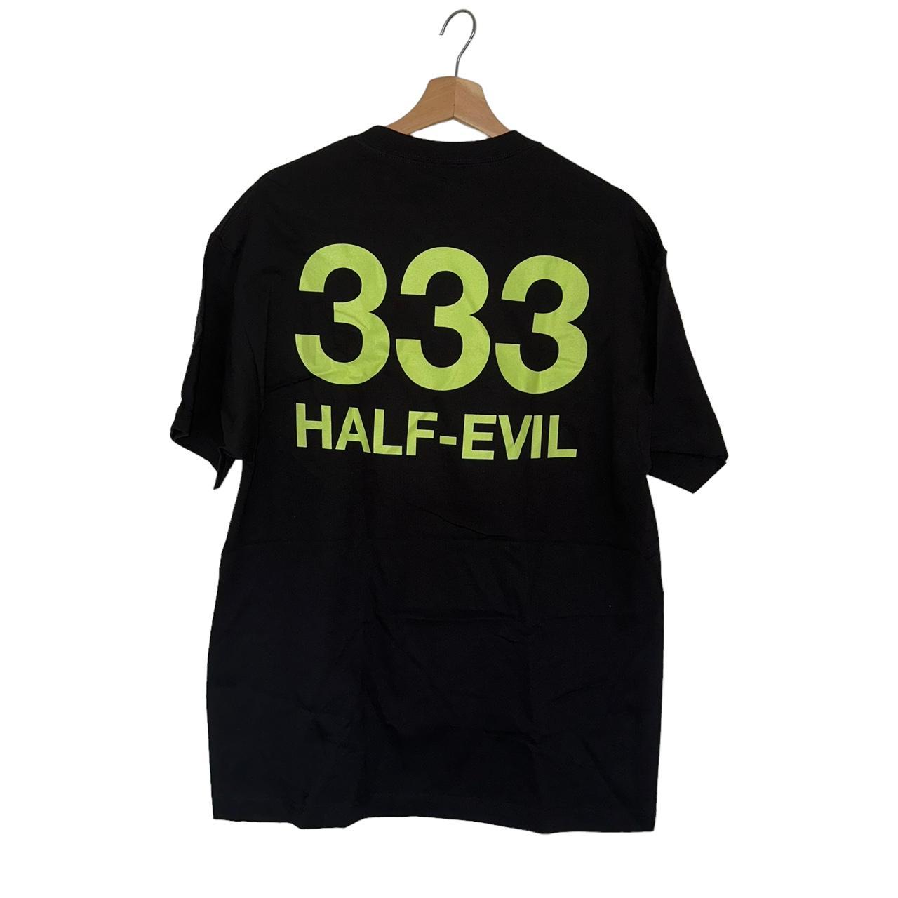 Half evil logo teee size large yellow ish color - Depop