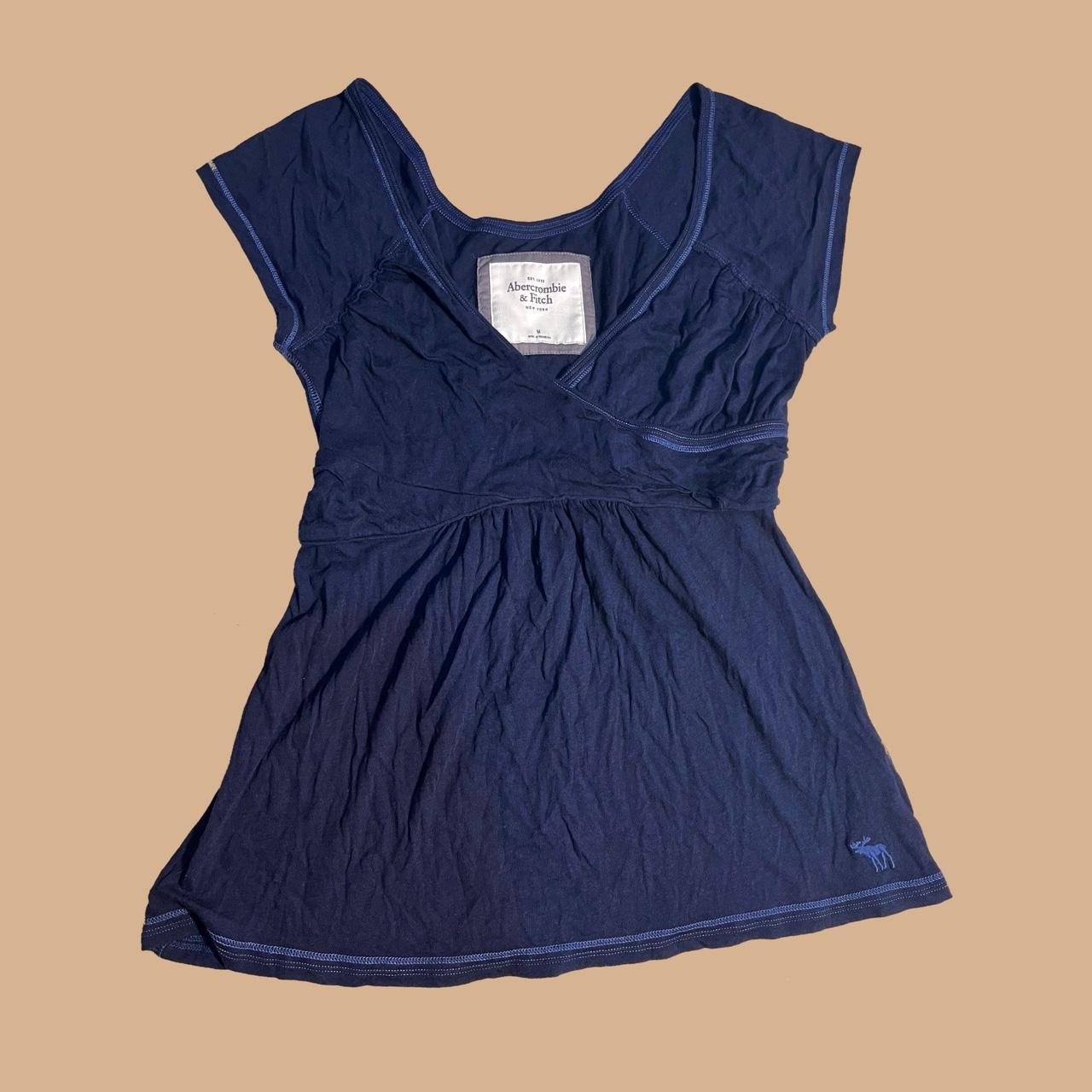 RARE Y2K Abercrombie & Fitch Navy Blue Babydoll... - Depop