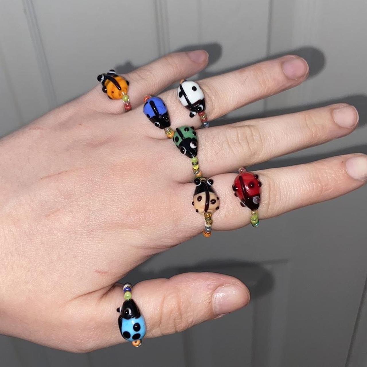 lady bug rings, multiple sizes and colors pm with... - Depop